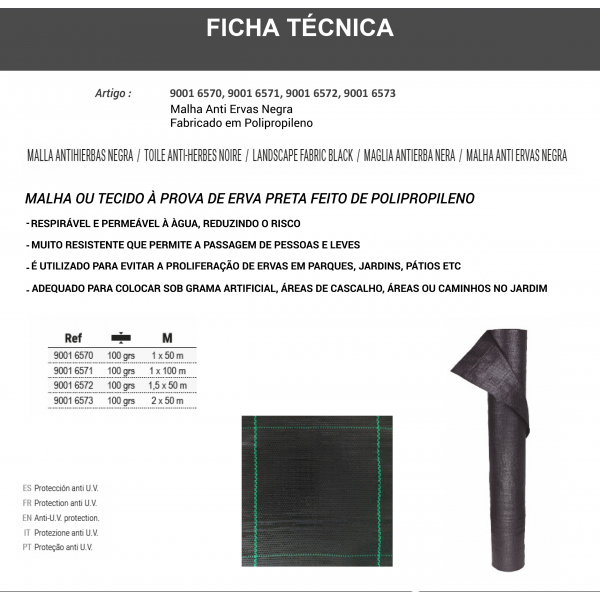 Toile agricole anti-herbes noire PEHD 100g 2x50m